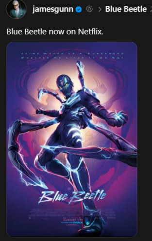James Gunn Gives Blue Beetle A Shout Out As It Arrives On Netflix